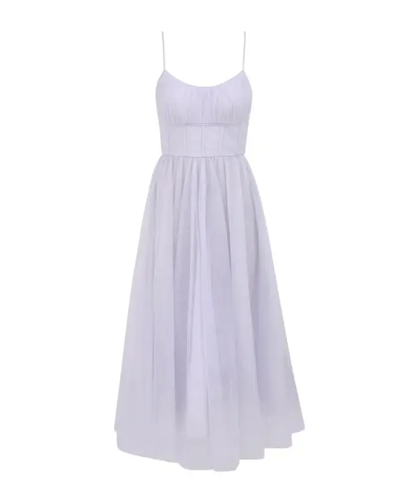 Zimmermann Tulle Corset Midi Dress - Light Blue