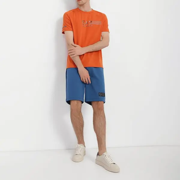 EA7 Line Logo Shoulder Collar T-shirt