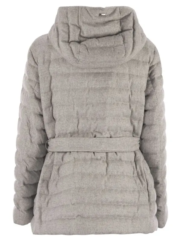 Herno Quilted Belted Down Jacket With Hood - Gray