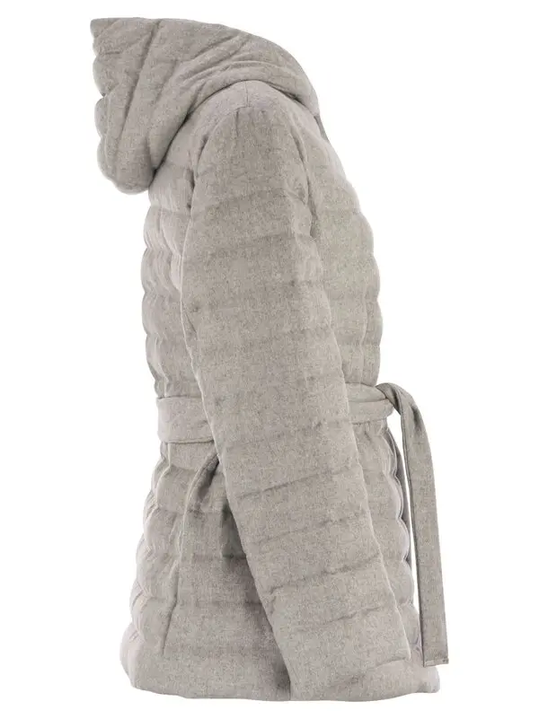 Herno Quilted Belted Down Jacket With Hood - Gray