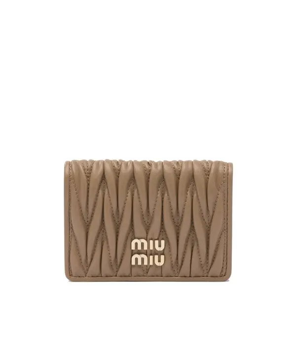 Miu Miu Logo-lettering Matelassé Cardholder - Brown
