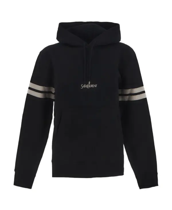 Saint Laurent Logo Embroidered Long Sleeve Hoodie