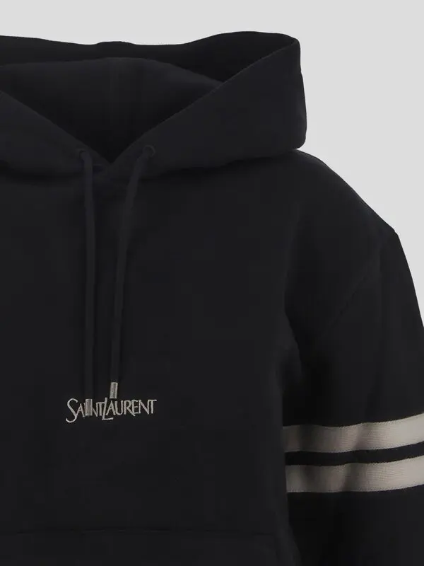 Saint Laurent Logo Embroidered Long Sleeve Hoodie