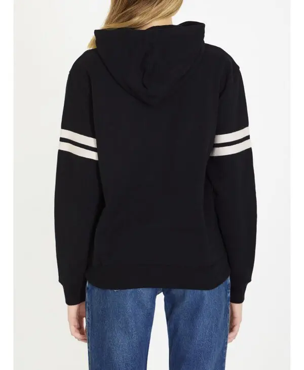 Saint Laurent Logo Embroidered Long Sleeve Hoodie