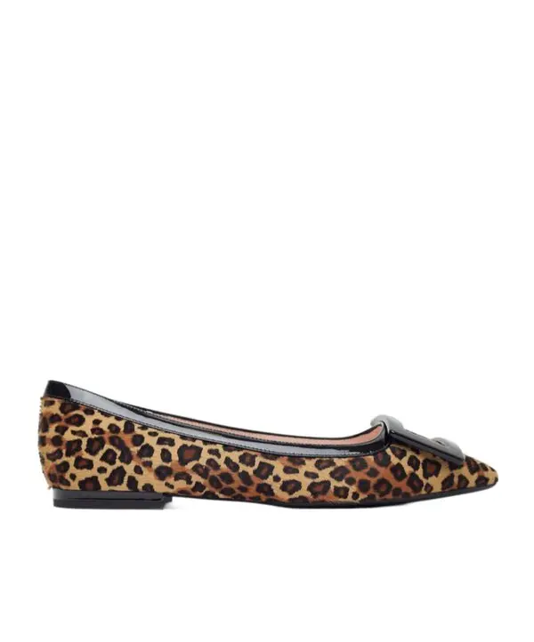 ROGER VIVIER Leopard Print Pointed Toe Ballerinas