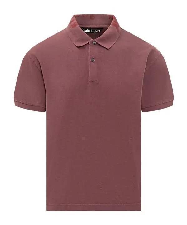 Palm Angels Logo Detailed Short-sleeved Polo Shirt - Red