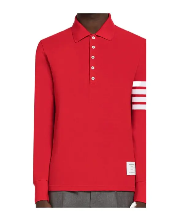 Thom Browne 4-bar Long-sleeve Polo Shirt