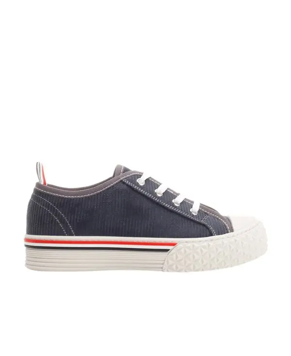 Thom Browne Round Toe Lace-up Sneakers - Navy Blue
