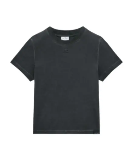 COURREGES Courrèges Logo Embroidered Crewneck T-shirt - Black