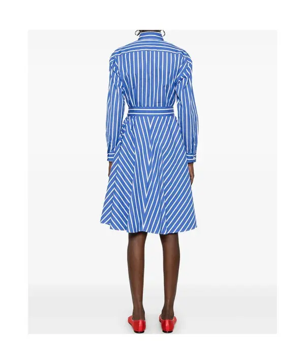 Polo Ralph Lauren Striped Button-up Shirt Dress With Tie Belt - Blue