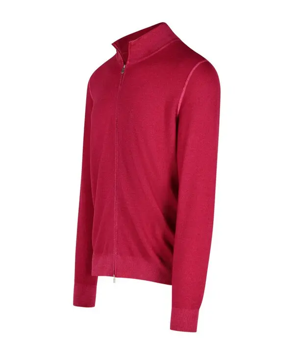 GRAN SASSO Zip-up Ribbed Cardigan - Red