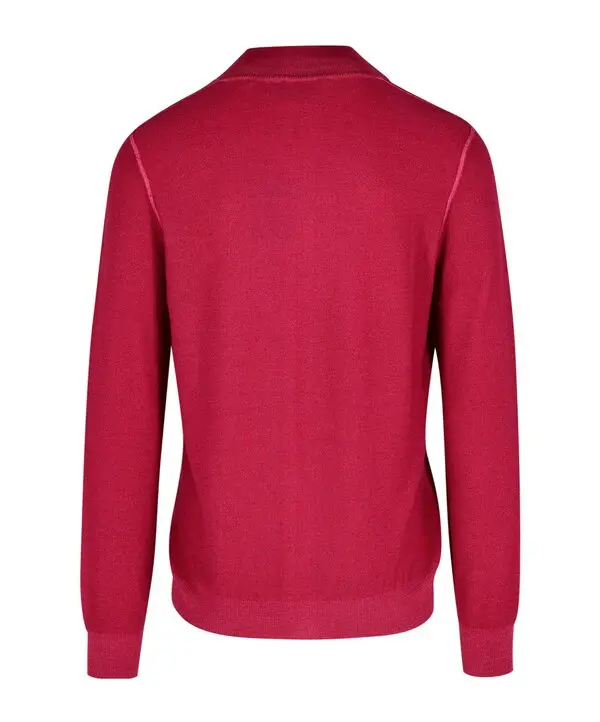 GRAN SASSO Zip-up Ribbed Cardigan - Red