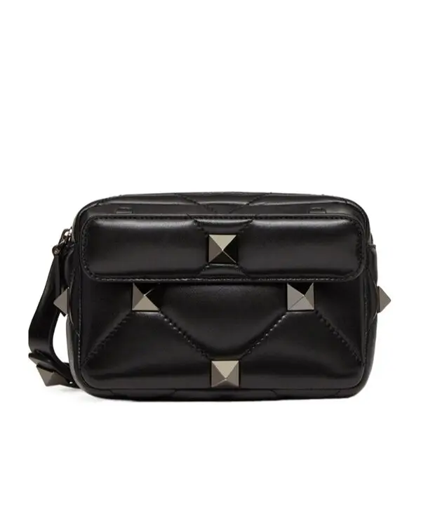 Valentino Garavani Roman Stud Quilted Shoulder Bag - Black