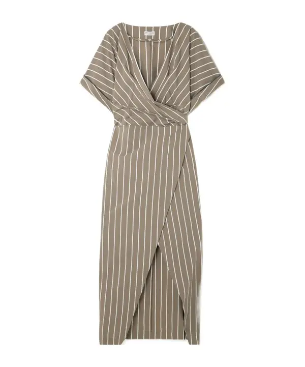 Brunello Cucinelli Striped Wrap Dress