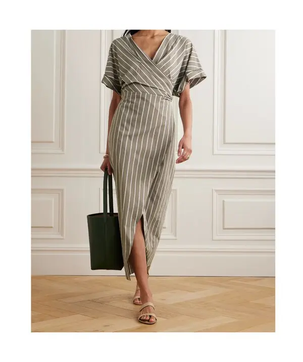 Brunello Cucinelli Striped Wrap Dress