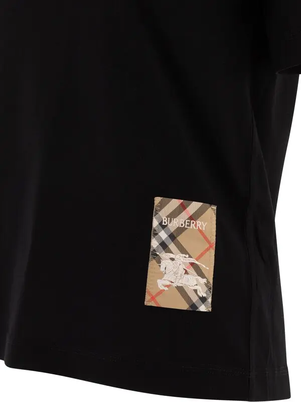 Burberry Checked Patch Crewneck T-shirt