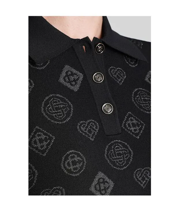 Casablanca Logo Jacquard Knitted Polo Top