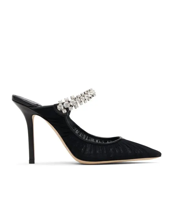 JIMMY CHOO Pleated Pointed-toe Stiletto Pumps With Crystal Embellishments - Black