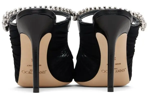 JIMMY CHOO Pleated Pointed-toe Stiletto Pumps With Crystal Embellishments - Black