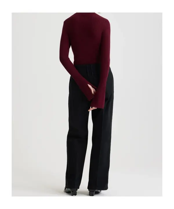 PATOU Ribbed Turtleneck Sweater With Extended Cuffs - Brown