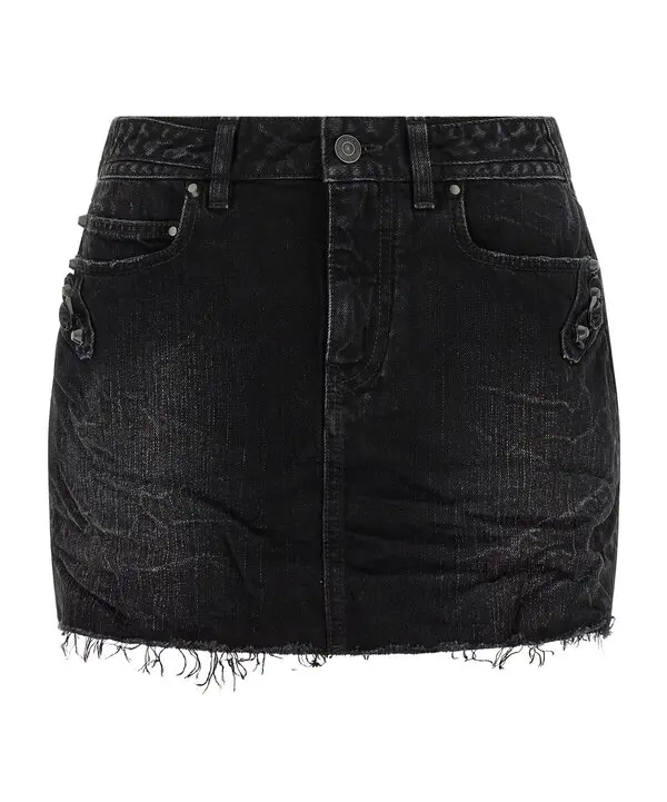 Balenciaga Frayed Edge Denim Mini Skirt