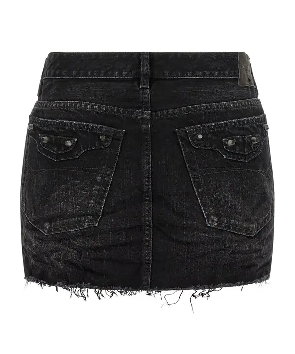Balenciaga Frayed Edge Denim Mini Skirt