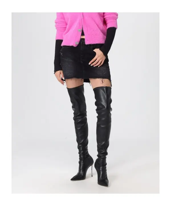 Balenciaga Frayed Edge Denim Mini Skirt - Black
