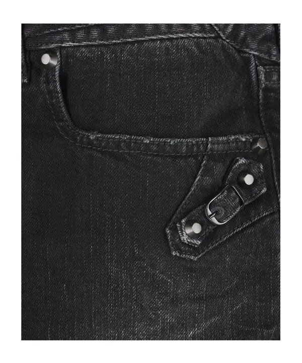Balenciaga Frayed Edge Denim Mini Skirt - Black