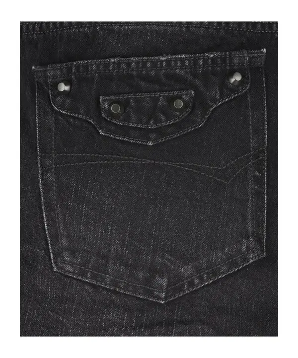 Balenciaga Frayed Edge Denim Mini Skirt - Black