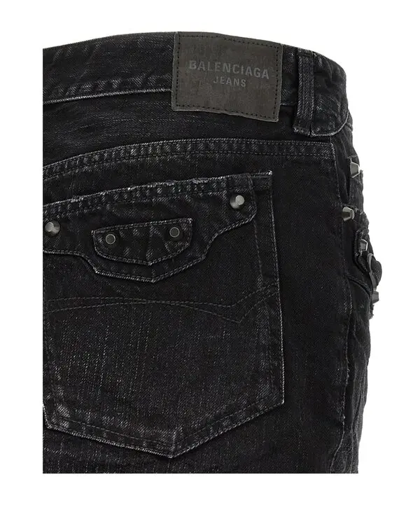 Balenciaga Frayed Edge Denim Mini Skirt - Black