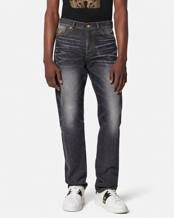 Versace Logo-patch Straight-leg Jeans