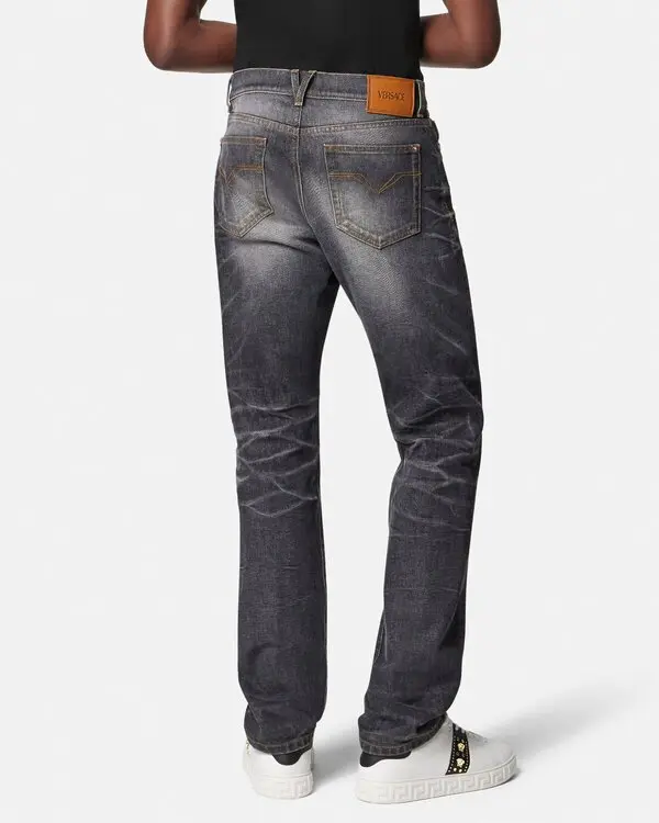 Versace Logo-patch Straight-leg Jeans