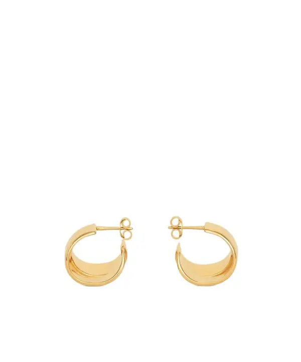 Celine Formes Abstraites Ribbon Hoops In Brass With Gold Finish - Yellow