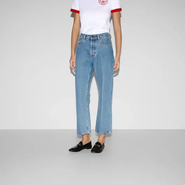 Gucci Low Rise Cropped Five-pocket Denim Pants