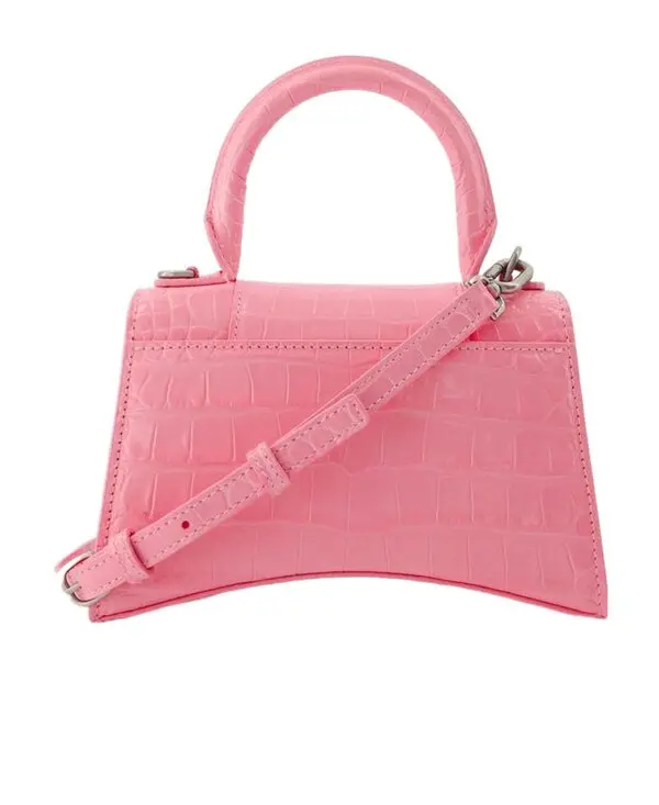 Balenciaga Hourglass Xs Logo Plaque Tote Bag - Pink