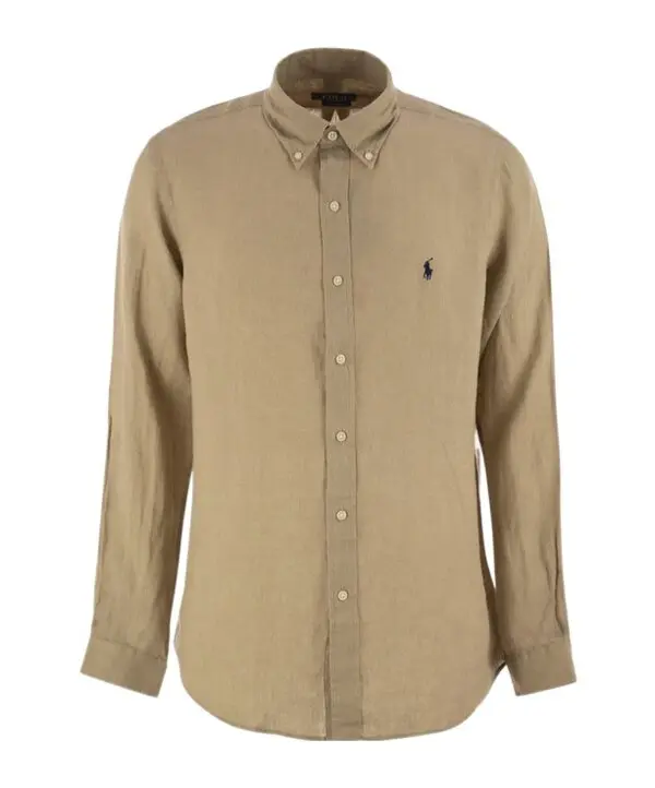 Polo Ralph Lauren Polo Pony Embroidered Buttoned Shirt - Light Beige
