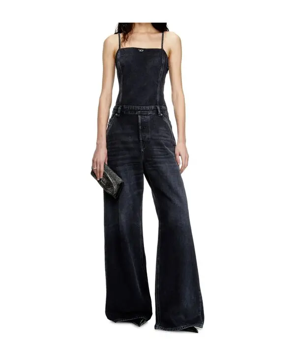 DIESEL® Denim Jumpsuit With Adjustable Straps And Belt Loops