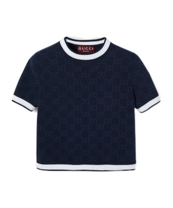 Gucci Jacquard Intarsia Knit Top - Navy Blue