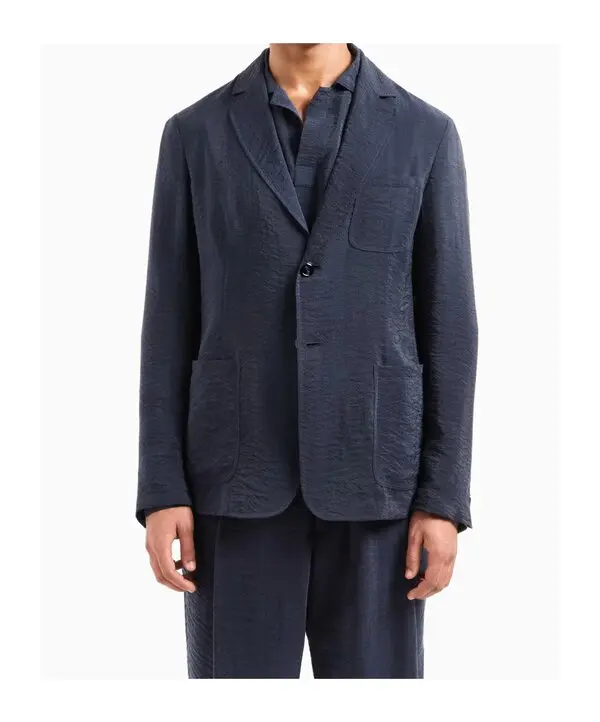 Giorgio Armani Single-breasted Long-sleeved Blazer - Blue
