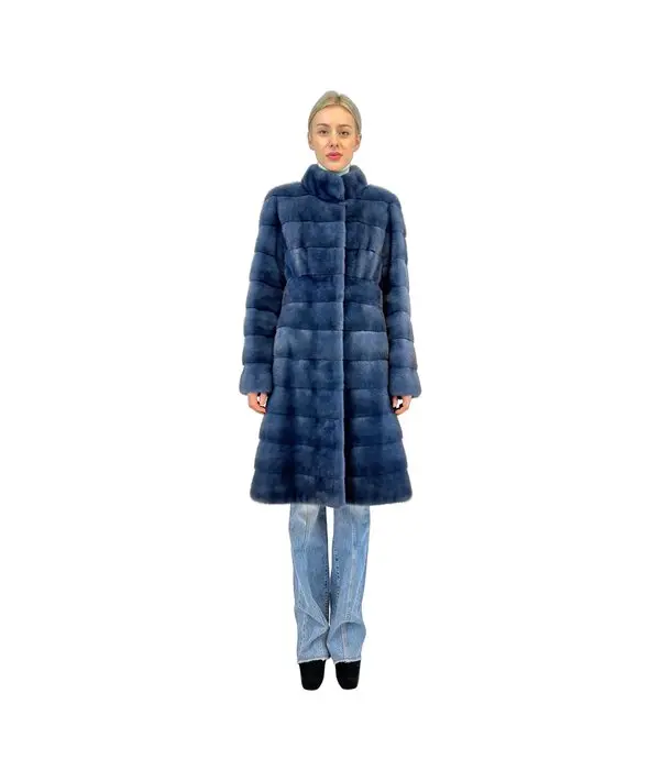 LISKA Long Sleeve Fur Coat