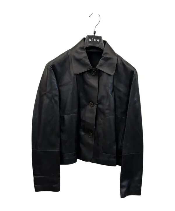 ARMA Button-patch Leather Jacket