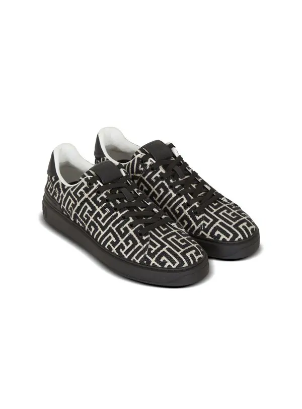 Balmain Monogram Jacquard B-court Sneakers - Black