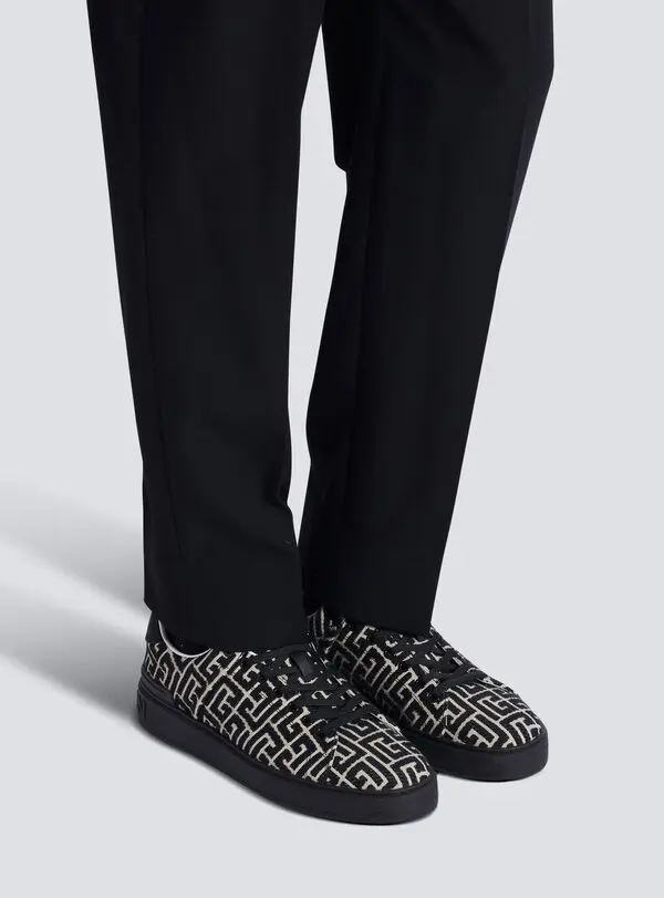Balmain Monogram Jacquard B-court Sneakers - Black