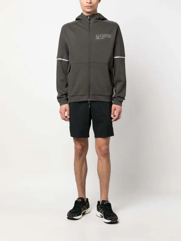 EA7 Logo-print Zip-up Hoodie
