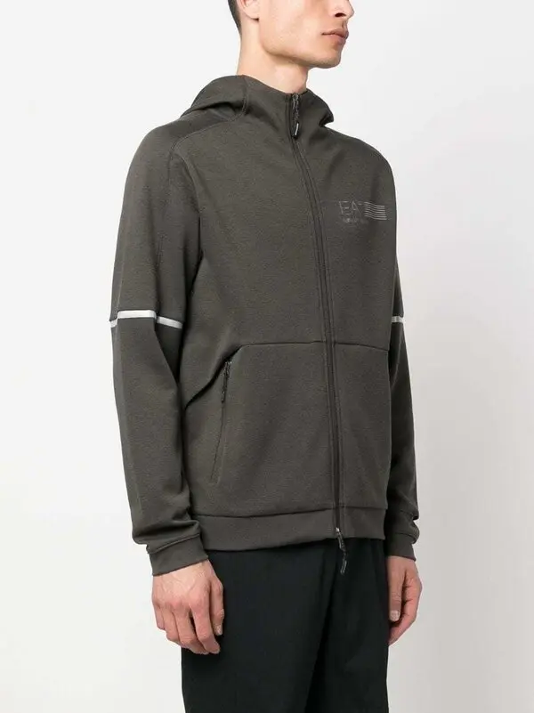 EA7 Logo-print Zip-up Hoodie