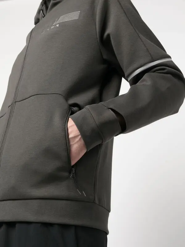 EA7 Logo-print Zip-up Hoodie