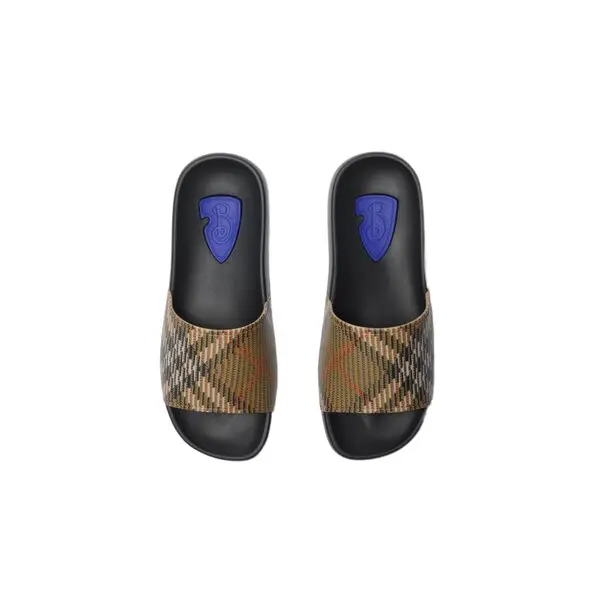 Burberry Check Slip-on Slides - Sand
