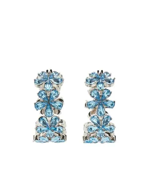 Amina Muaddi Flower Hoop Earrings - Blue