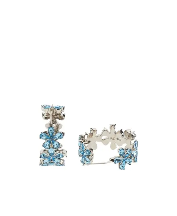 Amina Muaddi Flower Hoop Earrings - Blue