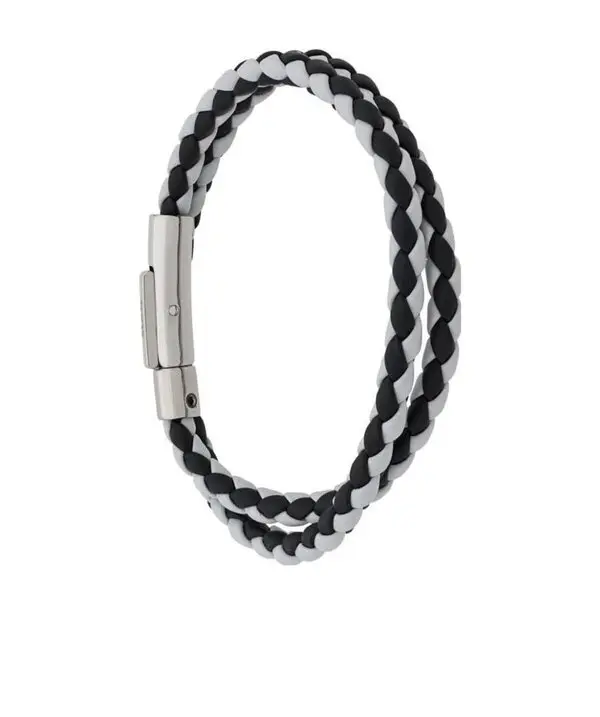 TOD'S Woven Bracelet With Logo Detail - Gray